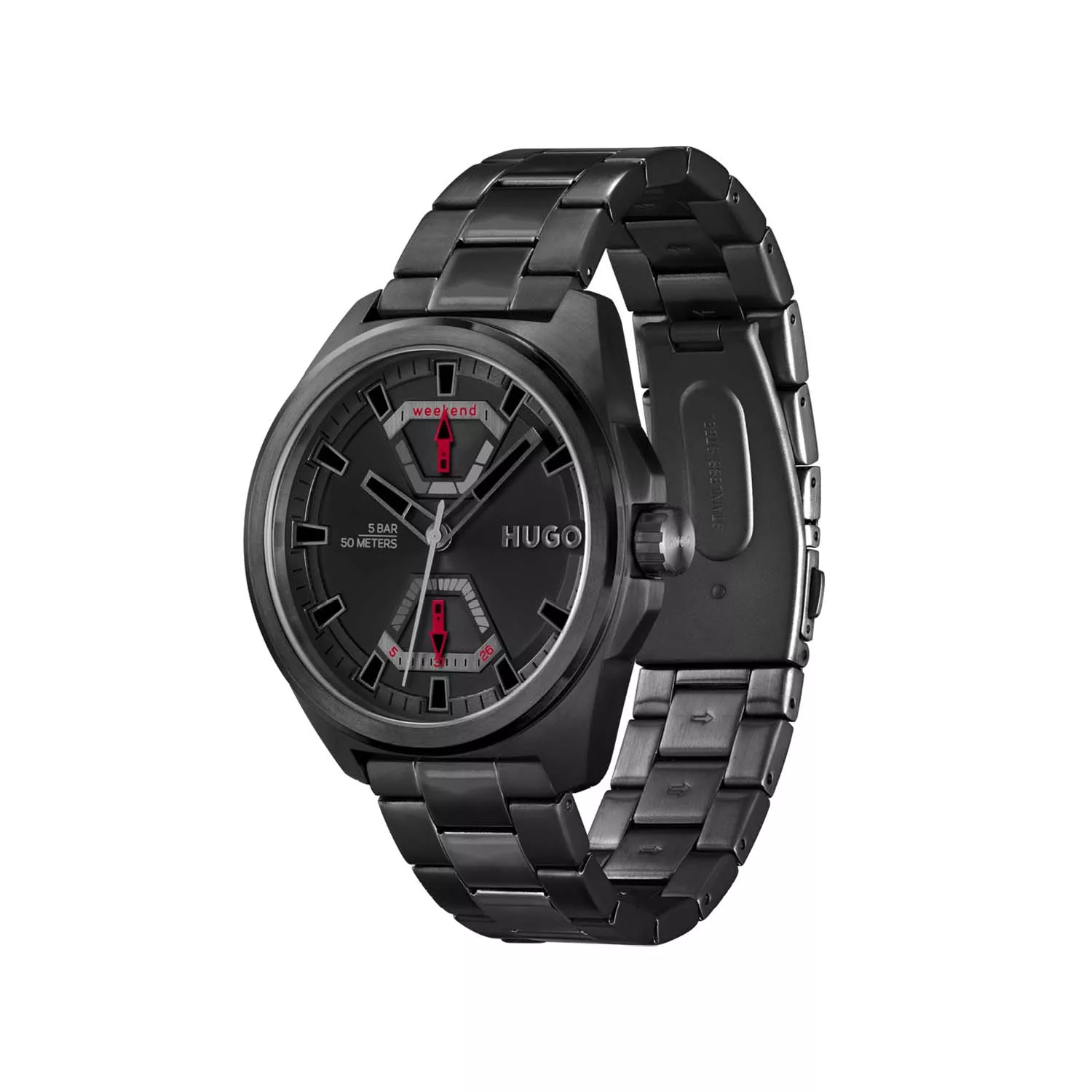 HUGO-WATCH-IONIC PLATED BLACK STEEL-1530244-BLACK-ONESI Best Price in ...